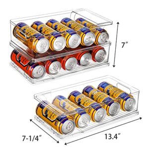 Jucoan 2 Pack Skinny Can Organizer for Refrigerator, Stackable 2-Layer Automatic Rolling Skinny Tall Cans Dispenser Soda Can Holder Storage Bin for Fridge, Kitchen Pantry, Countertops, Cabinets