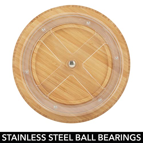 mDesign Bamboo Lazy Susan Turntable Food Storage Container for Cabinets, Pantry, Refrigerator, Countertops, Spinning Organizer for Spices, Condiments - 9" Round - Echo Collection - 2 Pack - Natural