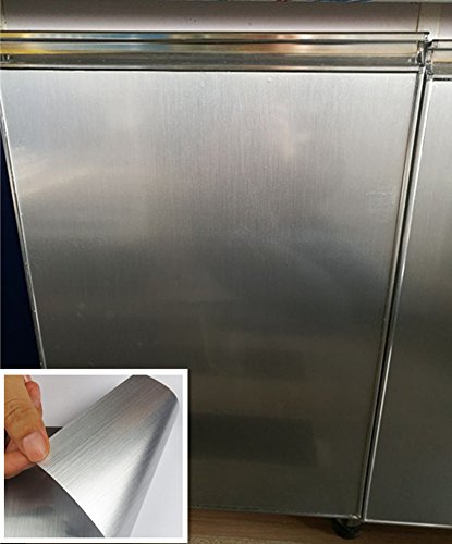 Metal Look Contact Paper Film Vinyl Self Adhesive Waterproof Anti Greasy Counter Top Peel Stick Metallic Gloss Shelf Liner for Kitchen Cabinet 24inch by 88inch(Silver Metal)