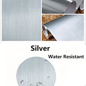 Metal Look Contact Paper Film Vinyl Self Adhesive Waterproof Anti Greasy Counter Top Peel Stick Metallic Gloss Shelf Liner for Kitchen Cabinet 24inch by 88inch(Silver Metal)