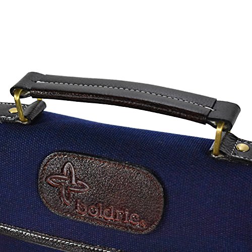 Boldric 9 Pocket Canvas Knife Bag - Professional Chef Tool Roll Bag With Shoulder Strap