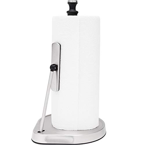 ELITRA Home Easy-Tear Standing Paper Towel Holder, Stainless Steel - Silver