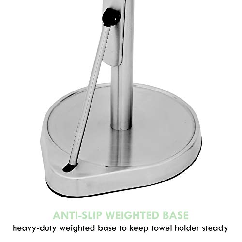 ELITRA Home Easy-Tear Standing Paper Towel Holder, Stainless Steel - Silver