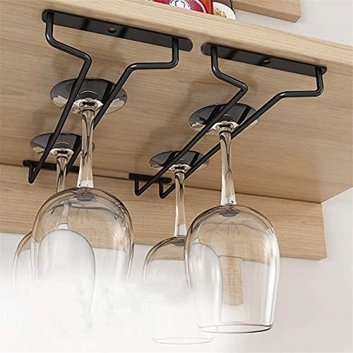 Wine Glass Shelf, Upside-down Home Goblet Iron Art Shelf, Wine Glass Hanging Storage Rack (Color : Black 4 Sets)