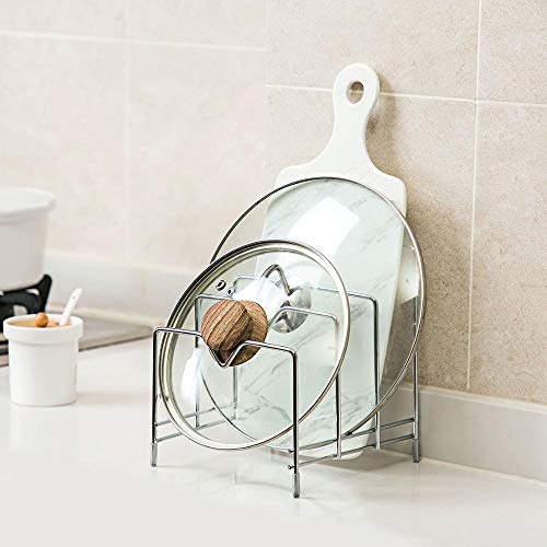 SDGH Stainless Steel Stand Cutting Chopping Board Pan Pot Lid Storage Rack Holder Kitchen Accessories Organizer