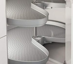 pro-arc the new generation of 3/4 kidney 2-shelf lazy susan set with durable anti-slip spider-web structured rigid ergonomically designed gray trays (32 inch)