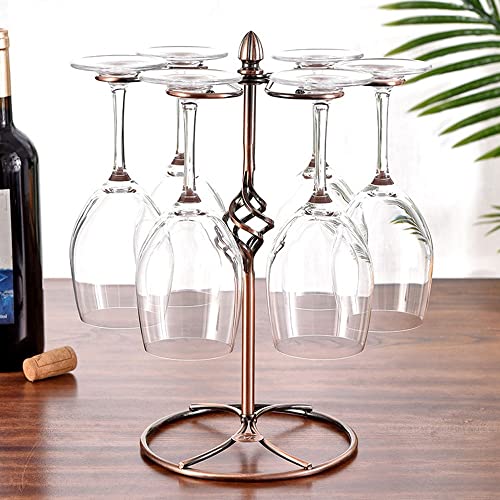 ZYZMH Cup Rack Wine Glass Rack Wine Glass with 6 Hooks Stainless Steel Hanging Standing Cup Rack (Color : D, Size : 1 pcs)