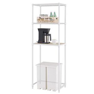 doshisha ll6018-kb luminous latte steel rack, kitchen board, microwave stand, top trash can, white, width 24.0 x depth 16.1 x height 68.1 inches (61 x 41 x 174 cm)