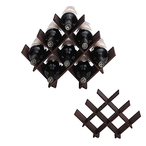 Fdjamy Wooden Eight-Bottle Butterfly Wine Rack, Small countertop Wine Rack, Minimal Assembly, Stylish and Chic Appearance (Coffee Color)