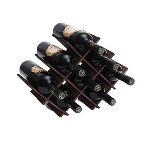 Fdjamy Wooden Eight-Bottle Butterfly Wine Rack, Small countertop Wine Rack, Minimal Assembly, Stylish and Chic Appearance (Coffee Color)