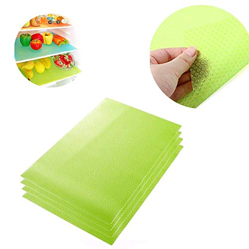 Refrigerator Pad Fridge Mats Washable Shelf Liner Pads Fresh Vegetable Fruits Pads Drawer Liner Table Mats Placemat 4pcs Green