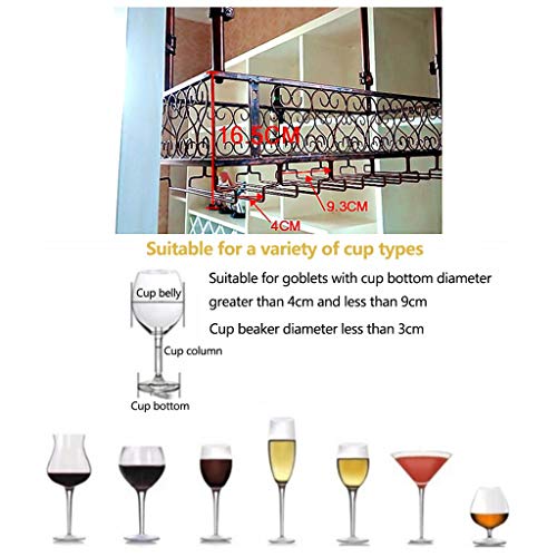 Ceiling Stylish Simplicity Cup Holder Stylish Simplicity Glass Bottle Holder Household Goblet Holder Glass Wine Cup Bracket Bracket Kitchen Bar Floating Rack (Bronze 120 * 25Cm), PIBM, White, 80*