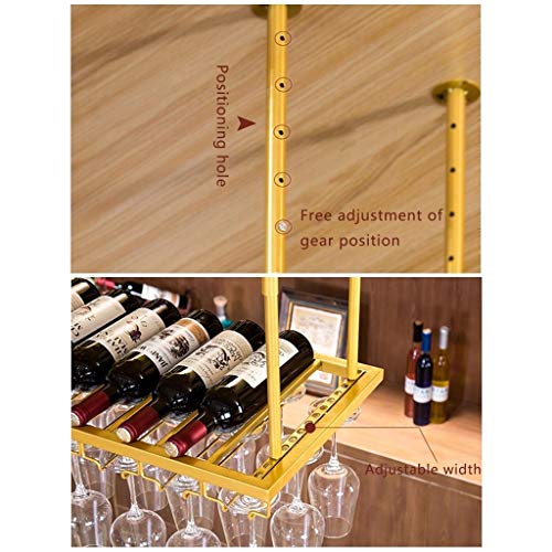 Stylish Simplicity Down Wine Glass Holder Simple Metal Iron Stylish Simplicity Goblet Holder Wine Glass Holder Kitchen Cutlery Bottle Holder Adjustable Height Bar Float (Golden 120 * 30Cm), PIBM,