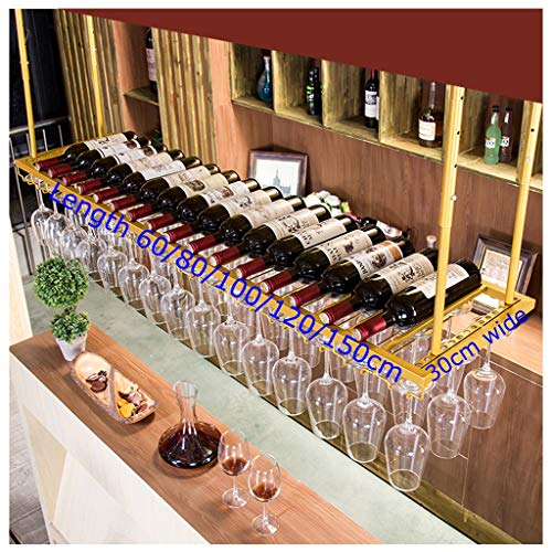 Stylish Simplicity Down Wine Glass Holder Simple Metal Iron Stylish Simplicity Goblet Holder Wine Glass Holder Kitchen Cutlery Bottle Holder Adjustable Height Bar Float (Golden 120 * 30Cm), PIBM,