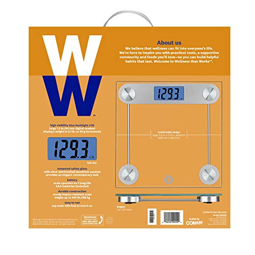 WW Scales by Conair Digital Glass Bathroom Scale, 400 Lbs. Capacity