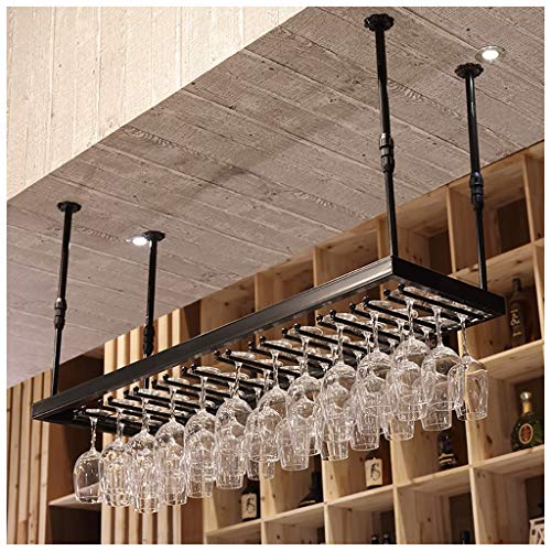 Stylish Simplicity Industrial Simple Wine Glass Hanger Bar Floating Stand Adjustable Kitchen or Office Cutlery Bottle Holder Vintage Iron Inverted Goblet Holder Wine Glass Holder (Bronze 120 * 35Cm)