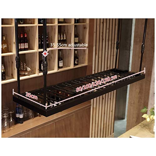 Stylish Simplicity Industrial Simple Wine Glass Hanger Bar Floating Stand Adjustable Kitchen or Office Cutlery Bottle Holder Vintage Iron Inverted Goblet Holder Wine Glass Holder (Bronze 120 * 35Cm)