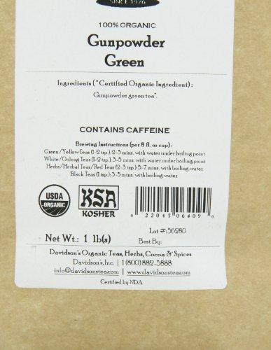 Davidson's Tea Bulk, Gunpowder Green, 1-Pound Bag