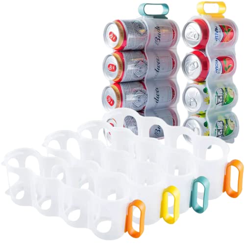 6PCS Portable Fridge Soda Can Organizer for Refrigerator Shelves Fridge Can Dispenser Can Holders for Pantry Refrigerator Kitchen Cabinets with Removeable Handle