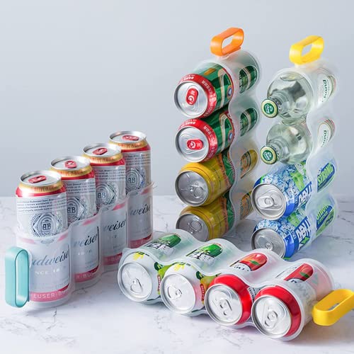 6PCS Portable Fridge Soda Can Organizer for Refrigerator Shelves Fridge Can Dispenser Can Holders for Pantry Refrigerator Kitchen Cabinets with Removeable Handle