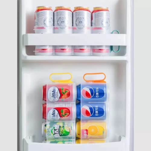 6PCS Portable Fridge Soda Can Organizer for Refrigerator Shelves Fridge Can Dispenser Can Holders for Pantry Refrigerator Kitchen Cabinets with Removeable Handle