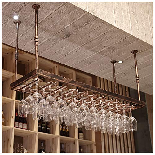 Stylish Simplicity Industrial Simple Wine Glass Hanger Bar Floating Stand Adjustable Kitchen or Office Cutlery Bottle Holder Vintage Iron Inverted Goblet Holder Wine Glass Holder (Bronze 120 * 35Cm)