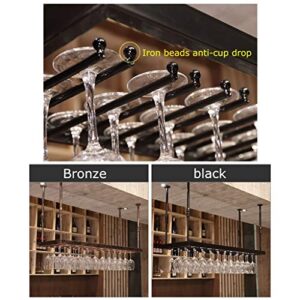 Stylish Simplicity Industrial Simple Wine Glass Hanger Bar Floating Stand Adjustable Kitchen or Office Cutlery Bottle Holder Vintage Iron Inverted Goblet Holder Wine Glass Holder (Bronze 120 * 35Cm)