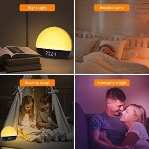 Sunrise Alarm Clock, Bluetooth Speaker Sound Machine, Sunrise and Sunset Simulation, Snooze, Dual Alarms, FM Radio & Reading Lamp, 11 Natural Sound for Gentle Wake Up