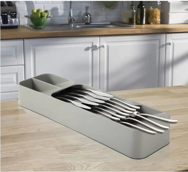 JoRuBa 1pc Multifunctional Knife And Fork Compartment Storage Box, Cutlery Spoon Box Knife And Fork Divider Organizer, Kitchen Drawer Storage Box Tray, 5.5inch/4.3inch