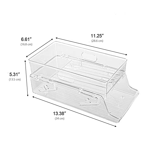 ROWNYEON Rolling Refrigerator Organizer Bins， Pop Soda Can Dispenser with Lid for Fridge, Pantry, Freezer， Beverage Holder，Canned Food Organizer – holds up to 11 tall and slim skinny cans