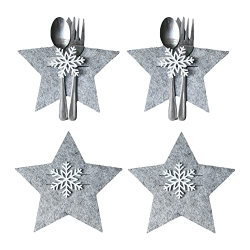 Christmas Cutlery Holders, 12PCS Christmas Silverware Holders Set Non-Toxic Tasteless Cute Knives Forks Spoon Tableware Bags for Dinner Table Setting Christmas Wedding Party Decoration