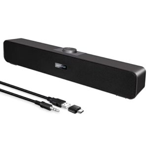 votntut computer speakers,wired usb desktop speaker,stereo usb powered mini sound bar speaker for pc tablets desktop laptop mp3 mac air/pro((usb-c to usb adapter included)