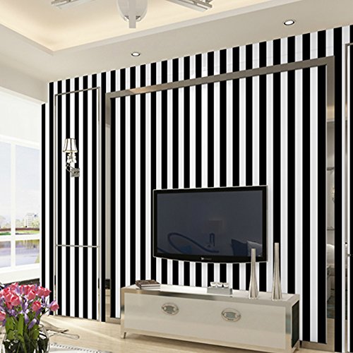 SimpleLife4U Black and White Stripe Self-Adhesive Shelf Liner Contact Paper 17.7 Inch By 9.8 Feet