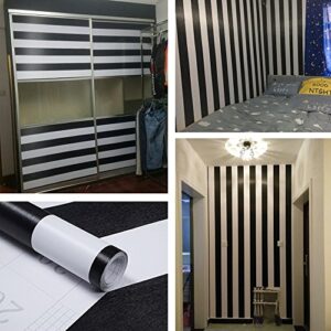 SimpleLife4U Black and White Stripe Self-Adhesive Shelf Liner Contact Paper 17.7 Inch By 9.8 Feet