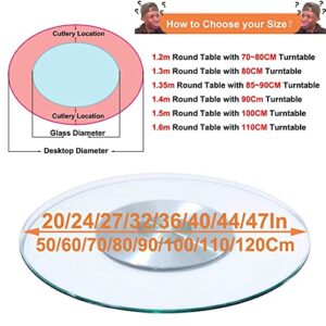 Lazy Susan Turntable, 20/24/27/32in Transparent Glass Rotating Tray For Dining Table, Round Tabletop Swivel Tray Rotatable Serving Plate With Aluminum Alloy Bearing Thick: 8mm (Size : 90cm/36")