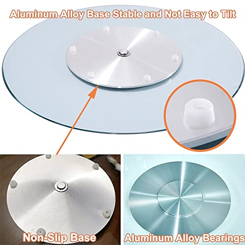 Lazy Susan Turntable, 20/24/27/32in Transparent Glass Rotating Tray For Dining Table, Round Tabletop Swivel Tray Rotatable Serving Plate With Aluminum Alloy Bearing Thick: 8mm (Size : 90cm/36")