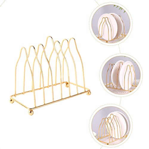 Operitacx Plate Racks Metal Dish Rack Pot Lid Holder Plate Stand Kitchen Cabinet Organizer Drying Rack for Bowl Cup Cutting Board