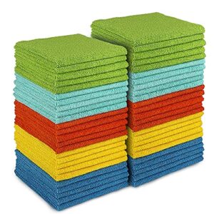 aidea microfiber cleaning cloths-50pk, all-purpose softer highly absorbent, lint free – streak free wash cloth for house, kitchen, car, window, gifts(12in.x 12in.)