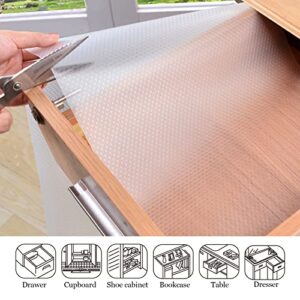 2 Pack Shelf Liner, BetterJonny Non-Adhesive EVA Refrigerator Mat Scalable Cupboard Liner Non Slip Waterproof Clear Kitchen Drawer Shelf Liner for Kitchen Shelf Pantry（17.7 x 59 inch，Clear）