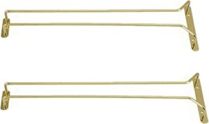 truecraftware – 24 -inch, wine glass rack, stemware rack, wire hanging rack, under cabinet, brass finish, set of 2