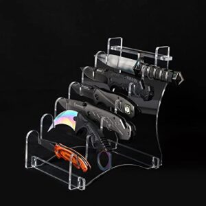 Dagger Stand Knife Display Stand,Acrylic Desktop Display Stand Holds 6 Knives for Hunting Knife,Dagger,Pocket Knife Display (Transparent)