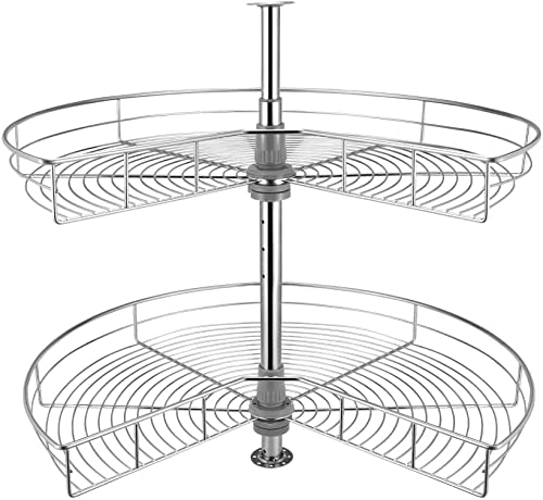 32'' Kidney Chrome Lazy Susan MATHOWAL 2-Shelf Kitchen Cabinet Blind Corner Kidney Shaped Corner Organizer Storage RackIUS Store