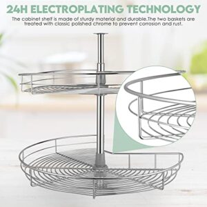 32'' Kidney Chrome Lazy Susan MATHOWAL 2-Shelf Kitchen Cabinet Blind Corner Kidney Shaped Corner Organizer Storage RackIUS Store