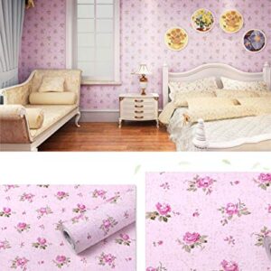 TaoGift Self Adhesive Vinyl Pink Floral Shelf Drawer Liner Furniture Paper Sticker for Cabinets Dresser Furniture Wall Arts Crafts Decal (Pink, 17.7x117 Inches)