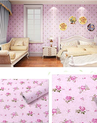 TaoGift Self Adhesive Vinyl Pink Floral Shelf Drawer Liner Furniture Paper Sticker for Cabinets Dresser Furniture Wall Arts Crafts Decal (Pink, 17.7x117 Inches)