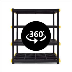 Original Black & Yellow 4-Tier Storage Shelving Unit, Indoor/Outdoor, Heavy Duty Storage Shelving Unit (55”H x 48”W x 20”D)