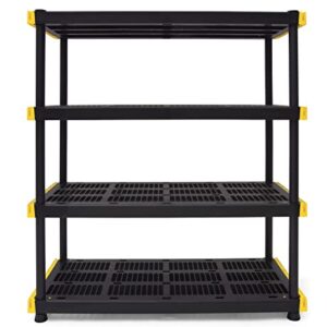 Original Black & Yellow 4-Tier Storage Shelving Unit, Indoor/Outdoor, Heavy Duty Storage Shelving Unit (55”H x 48”W x 20”D)