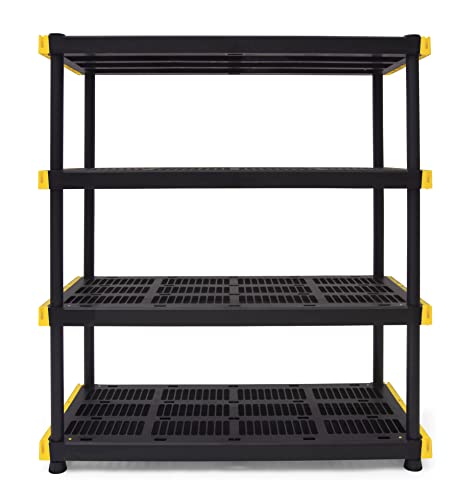 Original Black & Yellow 4-Tier Storage Shelving Unit, Indoor/Outdoor, Heavy Duty Storage Shelving Unit (55”H x 48”W x 20”D)