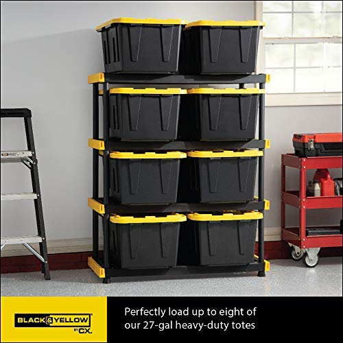 Original Black & Yellow 4-Tier Storage Shelving Unit, Indoor/Outdoor, Heavy Duty Storage Shelving Unit (55”H x 48”W x 20”D)