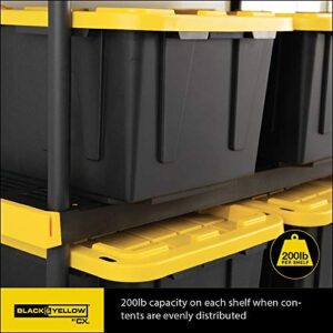 Original Black & Yellow 4-Tier Storage Shelving Unit, Indoor/Outdoor, Heavy Duty Storage Shelving Unit (55”H x 48”W x 20”D)